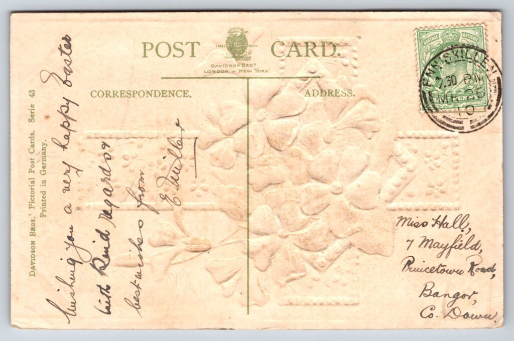 Embossed Easter Postcard with Cross and Yellow Flowers - Postcard Attic