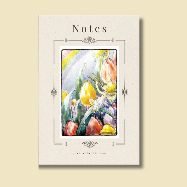 Fairy Playing Twin Flutes Vintage Postcard Notebook - Postcard Attic