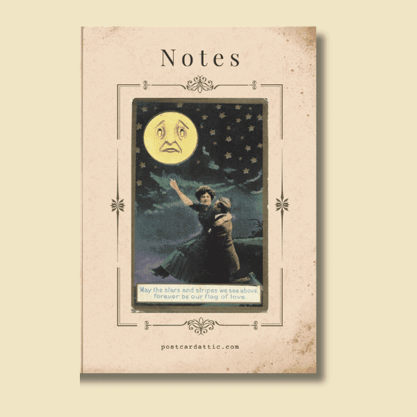 Man in the Moon and Stars Vintage Postcard Notebook - Postcard Attic